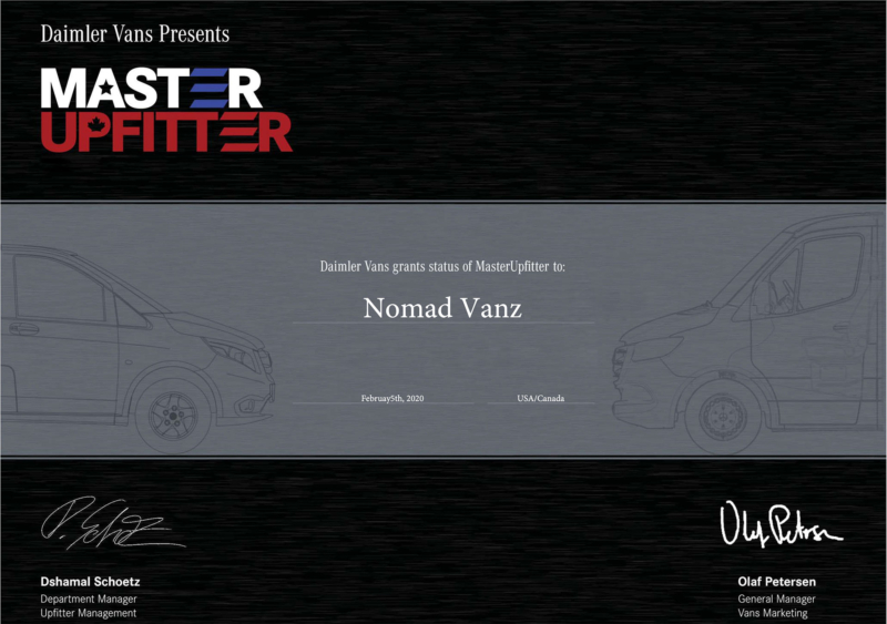 Nomad Vanz is now a Certified Master Upfitter by Mercedes-Benz - Nomad Vanz